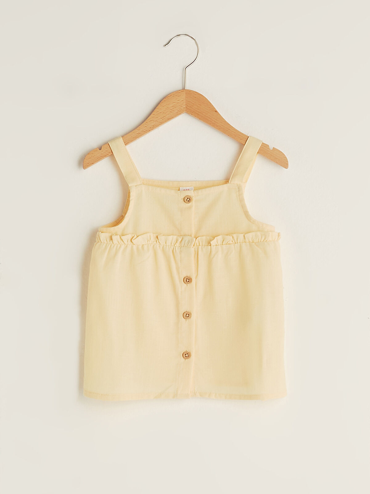 Kare Yaka Askılı Basic Poplin Kız Bebek Bluz