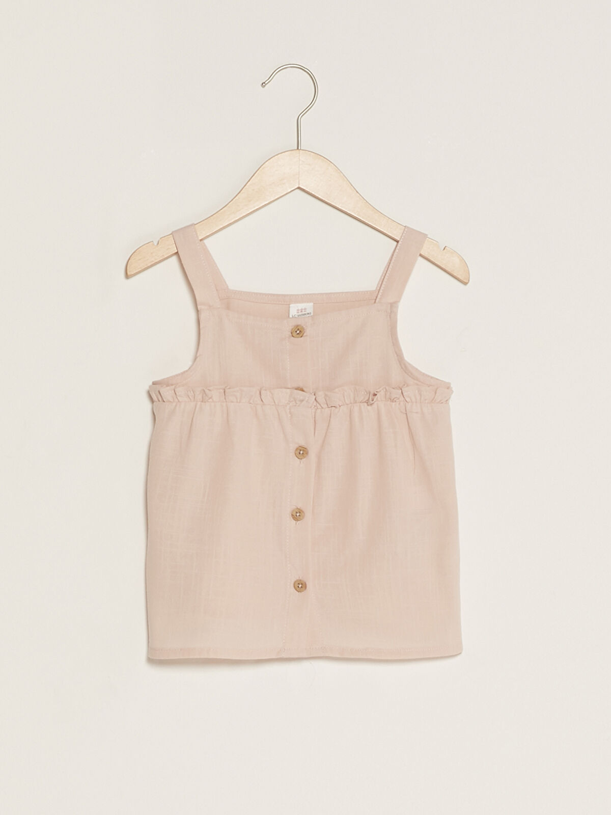 Kare Yaka Askılı Basic Poplin Kız Bebek Bluz