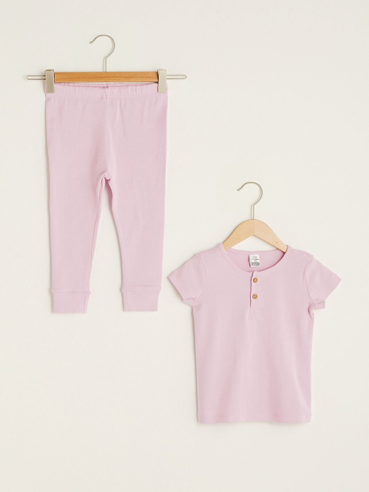 Bisiklet Yaka Kısa Kollu Basic Pamuklu Kız Bebek Pijama Takımı