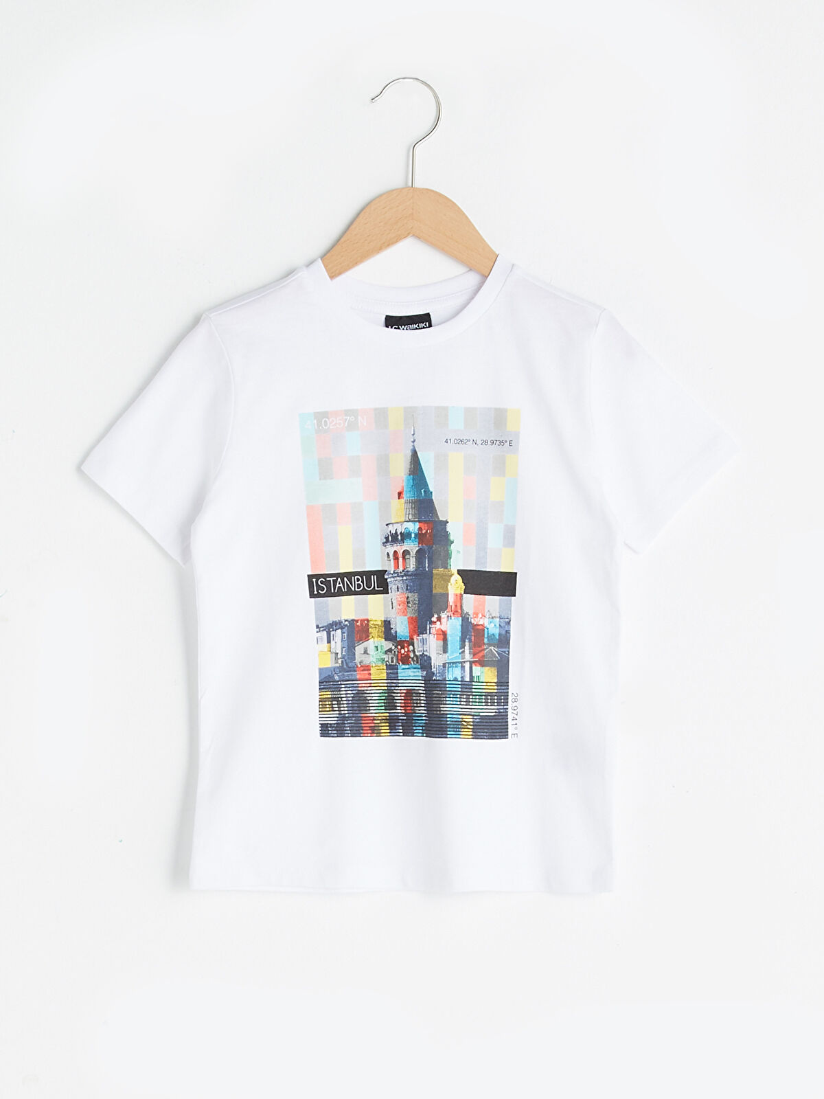 Bisiklet Yaka İstanbul Baskılı Kısa Kollu Pamuklu Erkek Çocuk Tişört