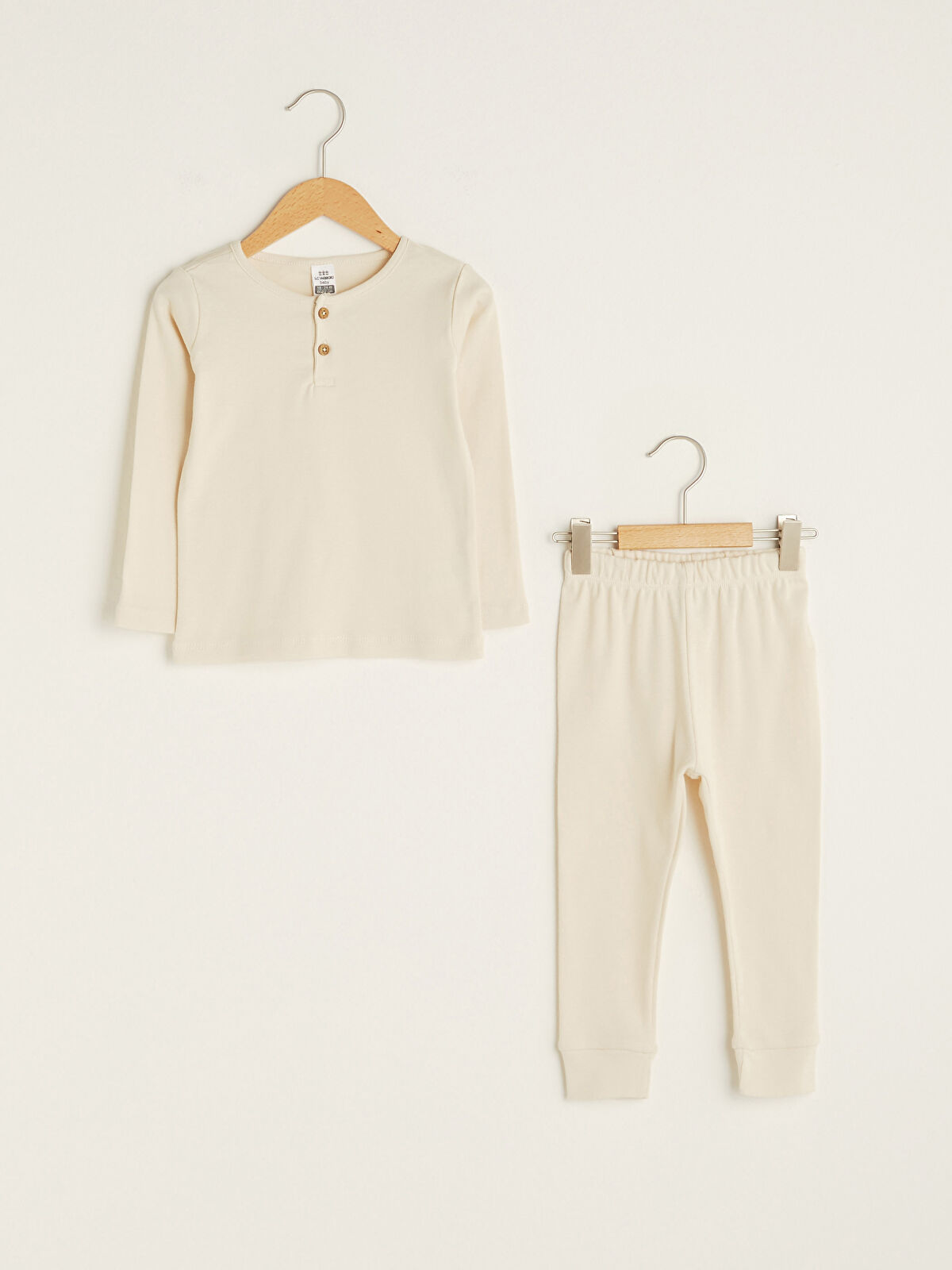 Bisiklet Yaka Uzun Kol Basic Pamuklu Kız Bebek Pijama Takımı