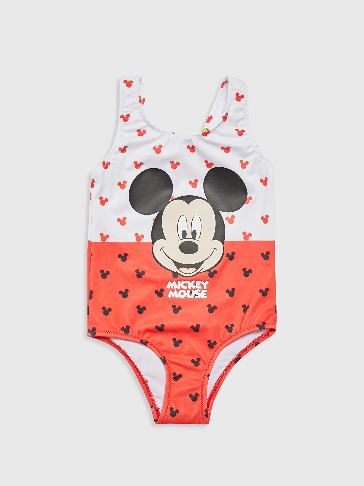 Esnek Kumaştan Mickey Mouse Baskılı Kız Çocuk Mayo