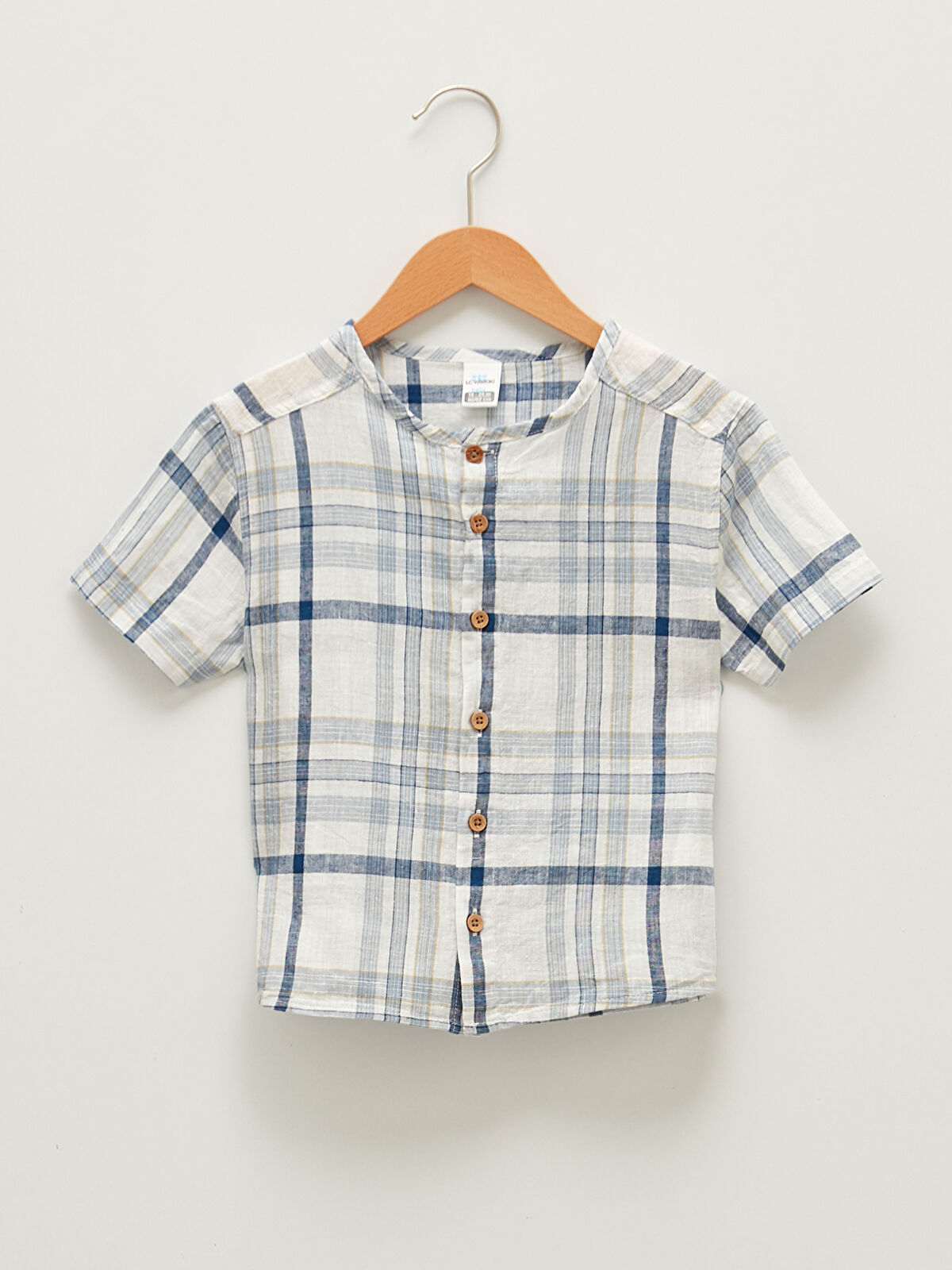 Bisiklet Yaka Kısa Kollu Ekose Desenli Erkek Bebek Gömlek