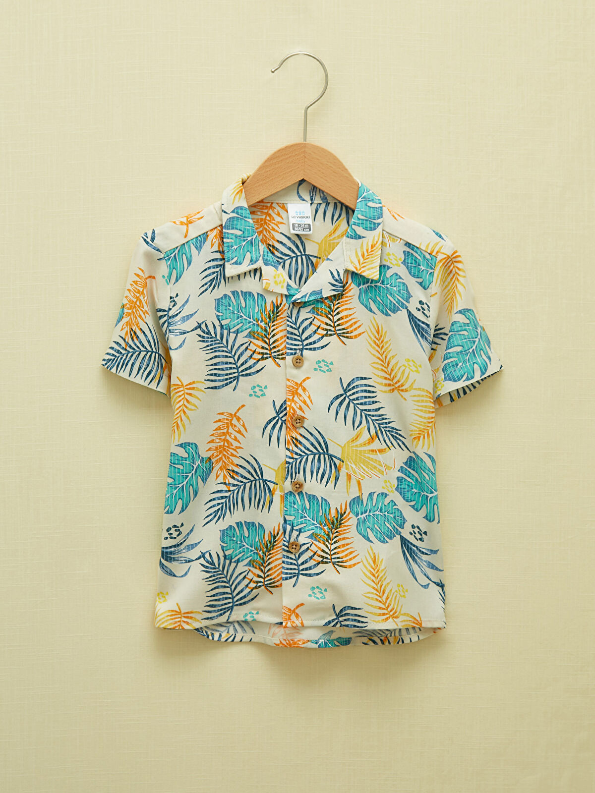 Kısa Kollu Baskılı Viskon Erkek Bebek Gömlek