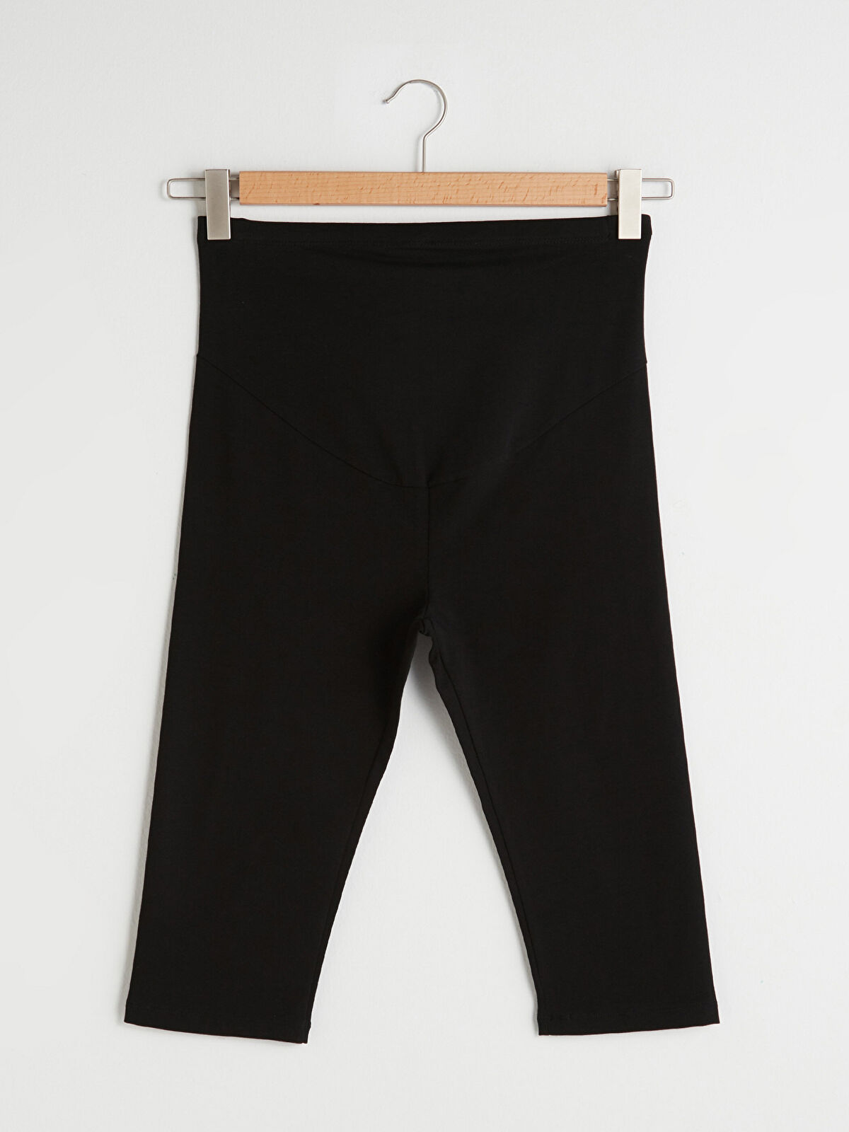 Karın Panelli Düz Pamuklu Hamile Biker Tayt