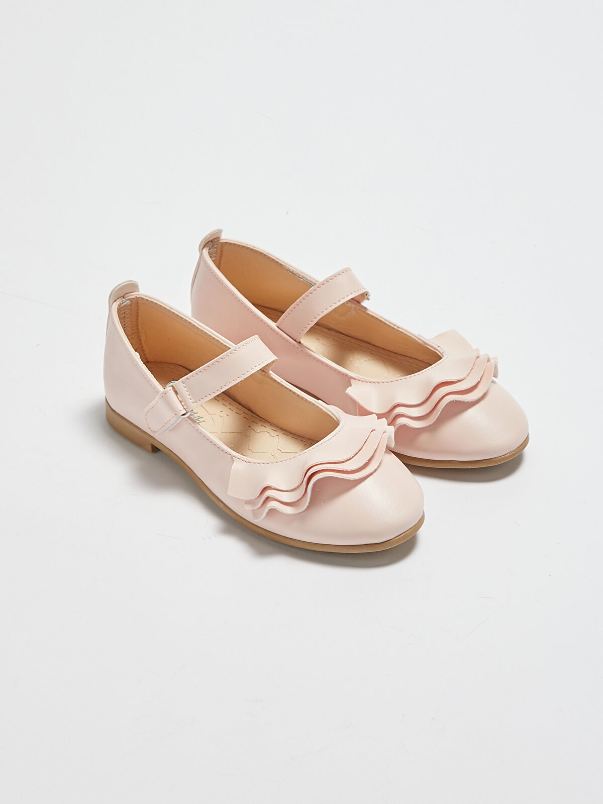 Deri Görünümlü Fırfırlı Kız Çocuk Babet