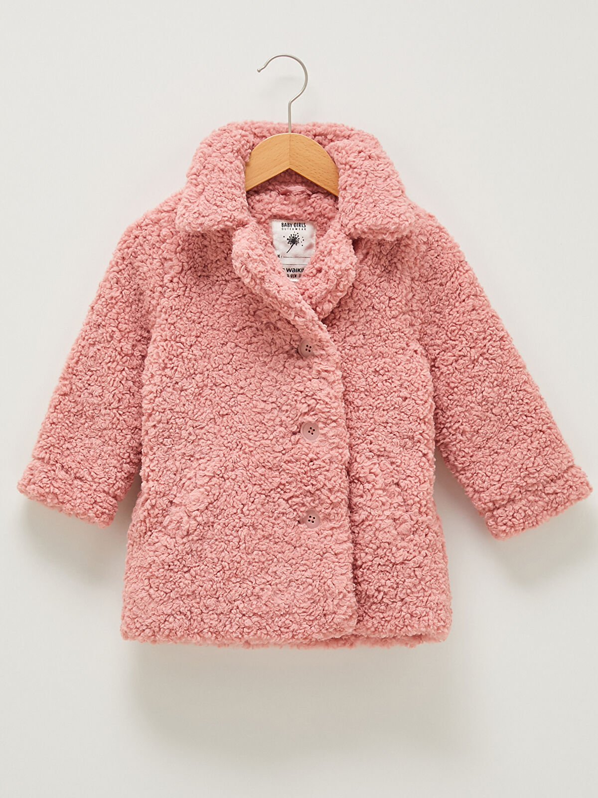 Gömlek Yaka Uzun Kollu Kürk Detaylı Kız Bebek Kaban