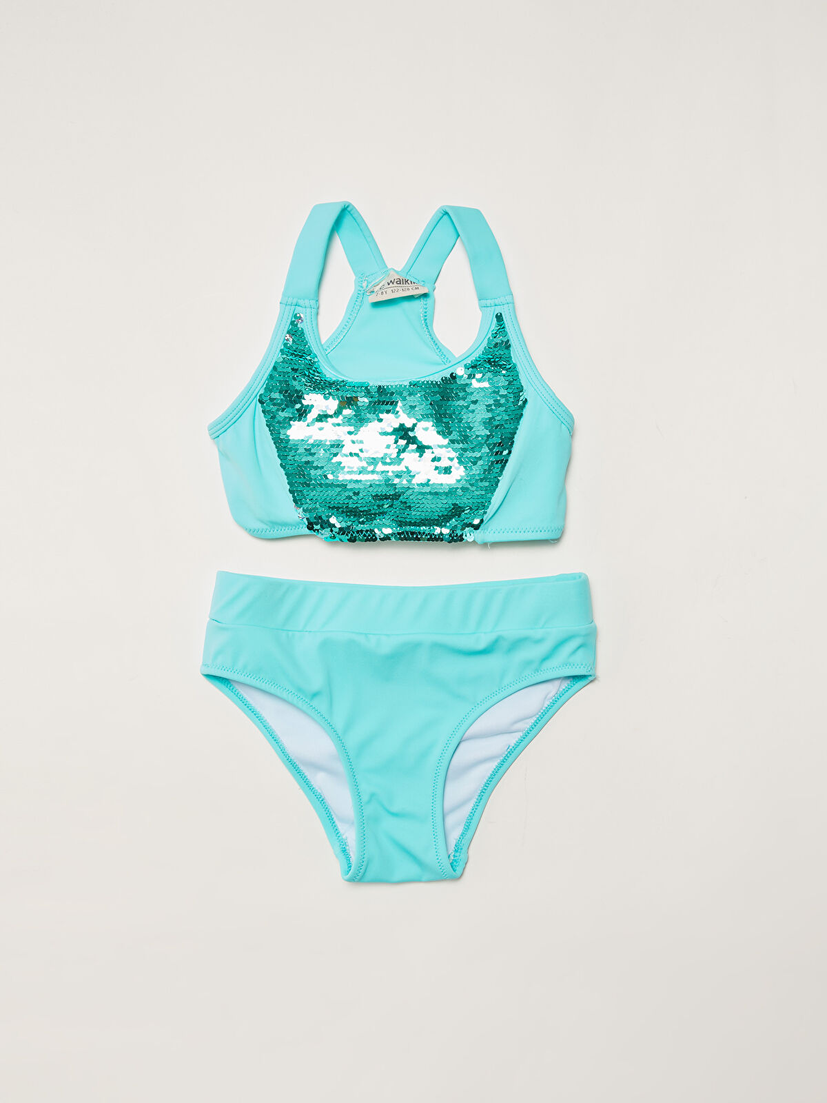 Esnek Kumaştan Pul Payet İşlemeli Kız Çocuk Bikini Esnek Kumaştan Pul Payet İşlemeli Kız Çocuk Bikini