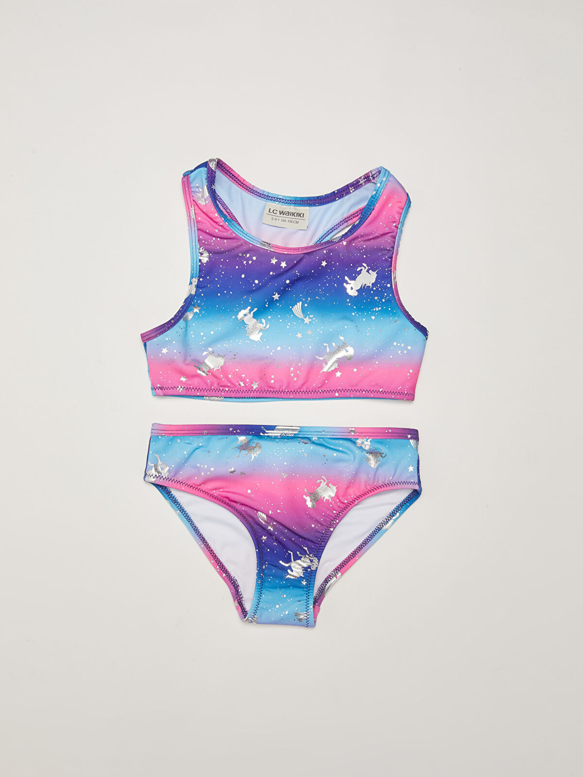 Esnek Kumaştan Batik Desenli Kız Çocuk Bikini