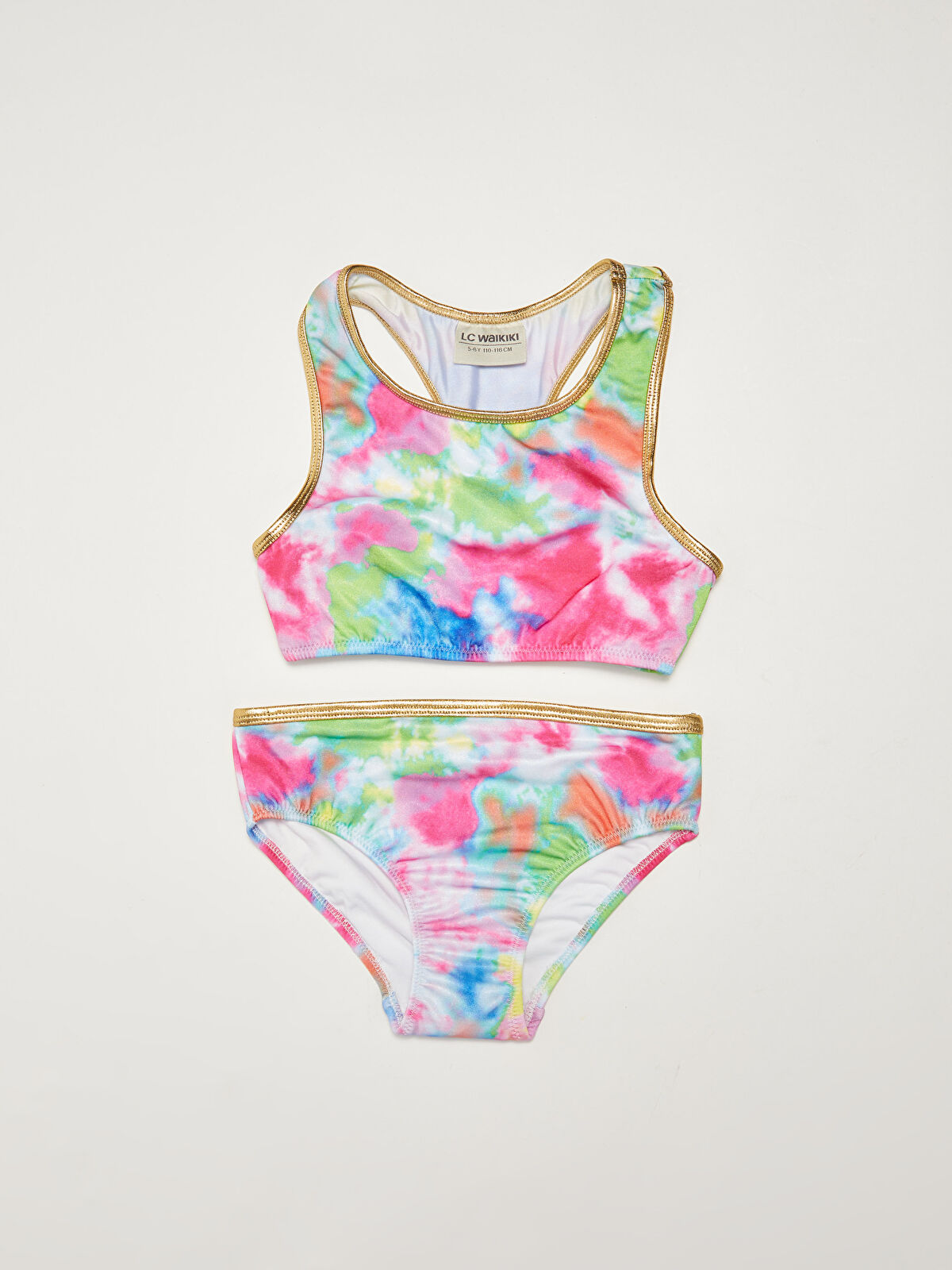 Esnek Kumaştan Batik Desenli Kız Çocuk Bikini