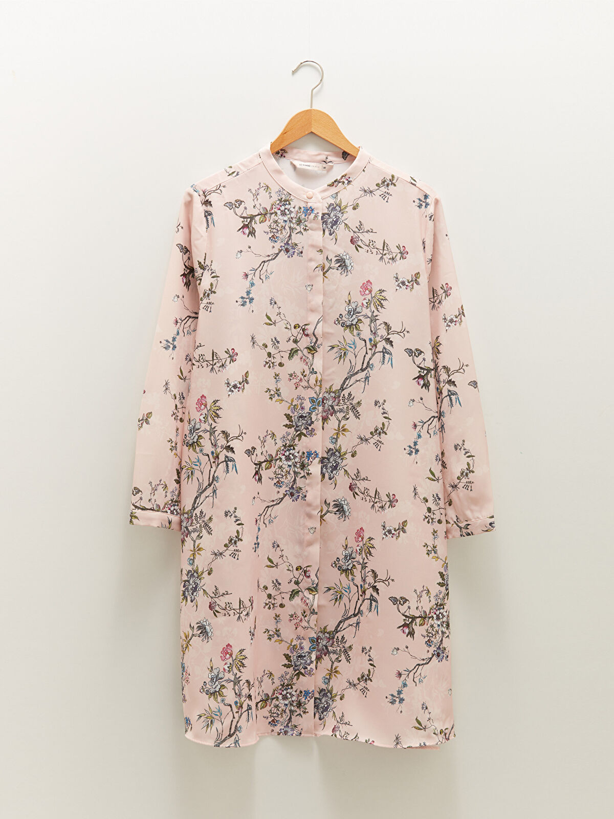 LCW GRACE Hakim Yaka Çiçekli Uzun Kollu Medine İpeği Kumaş Kadın Tunik