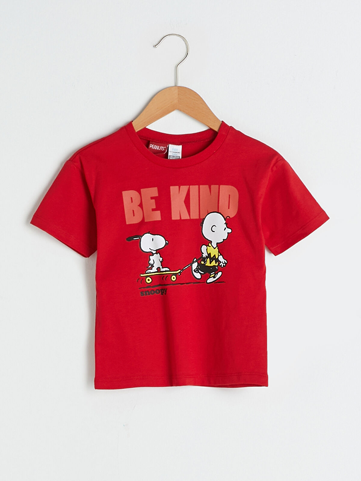 Bisiklet Yaka Kısa Kollu Snoopy Baskılı Pamuklu Erkek Bebek Tişört