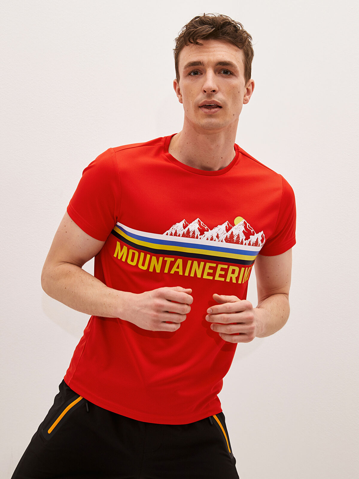 Outdoor Bisiklet Yaka Kısa Kollu Baskılı Erkek Tişört