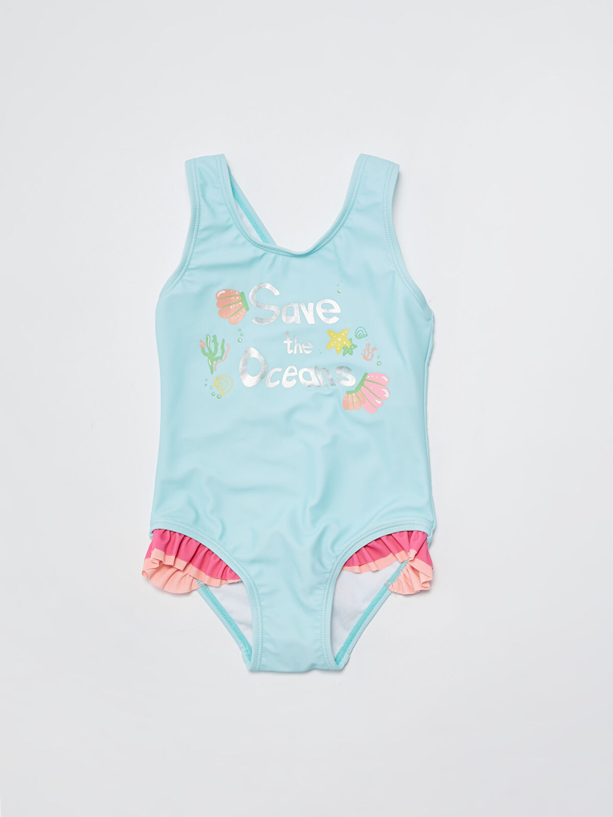 Esnek Kumaştan Baskılı Kız Bebek Mayo