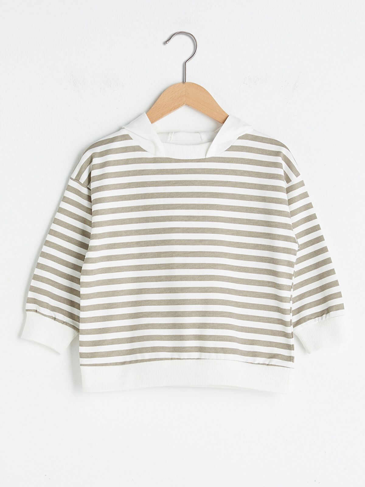 Kapüşonlu Uzun Kollu Çizgili Erkek Bebek Sweatshirt