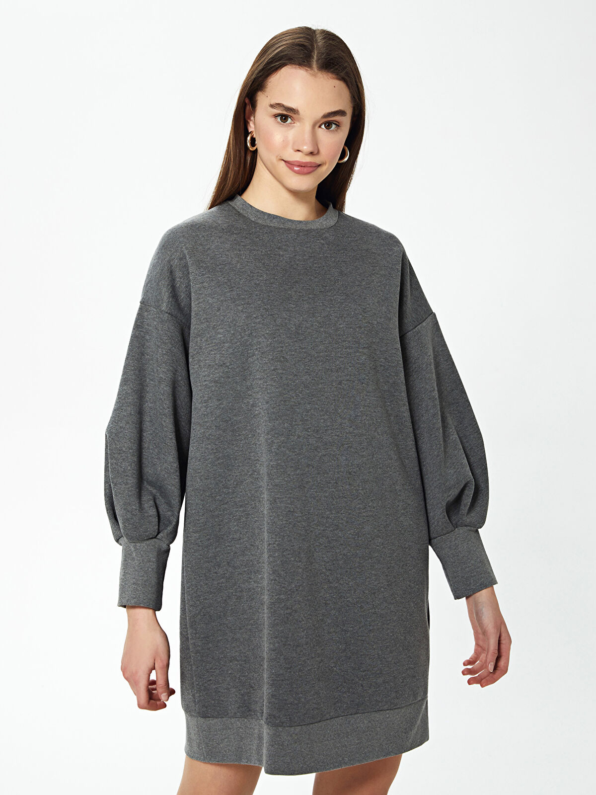 LCW VISION Bisiklet Yaka Basic Sweat Elbise LCW VISION Bisiklet Yaka Basic Sweat Elbise