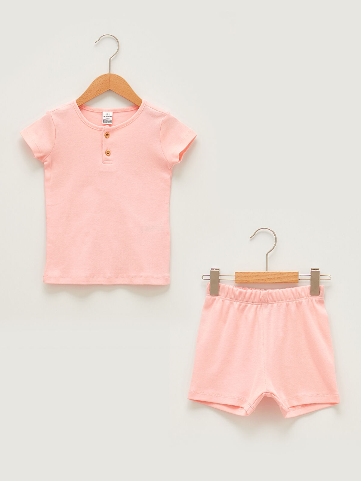 Bisiklet Yaka Kısa Kollu Basic Kız Bebek Pijama Takımı