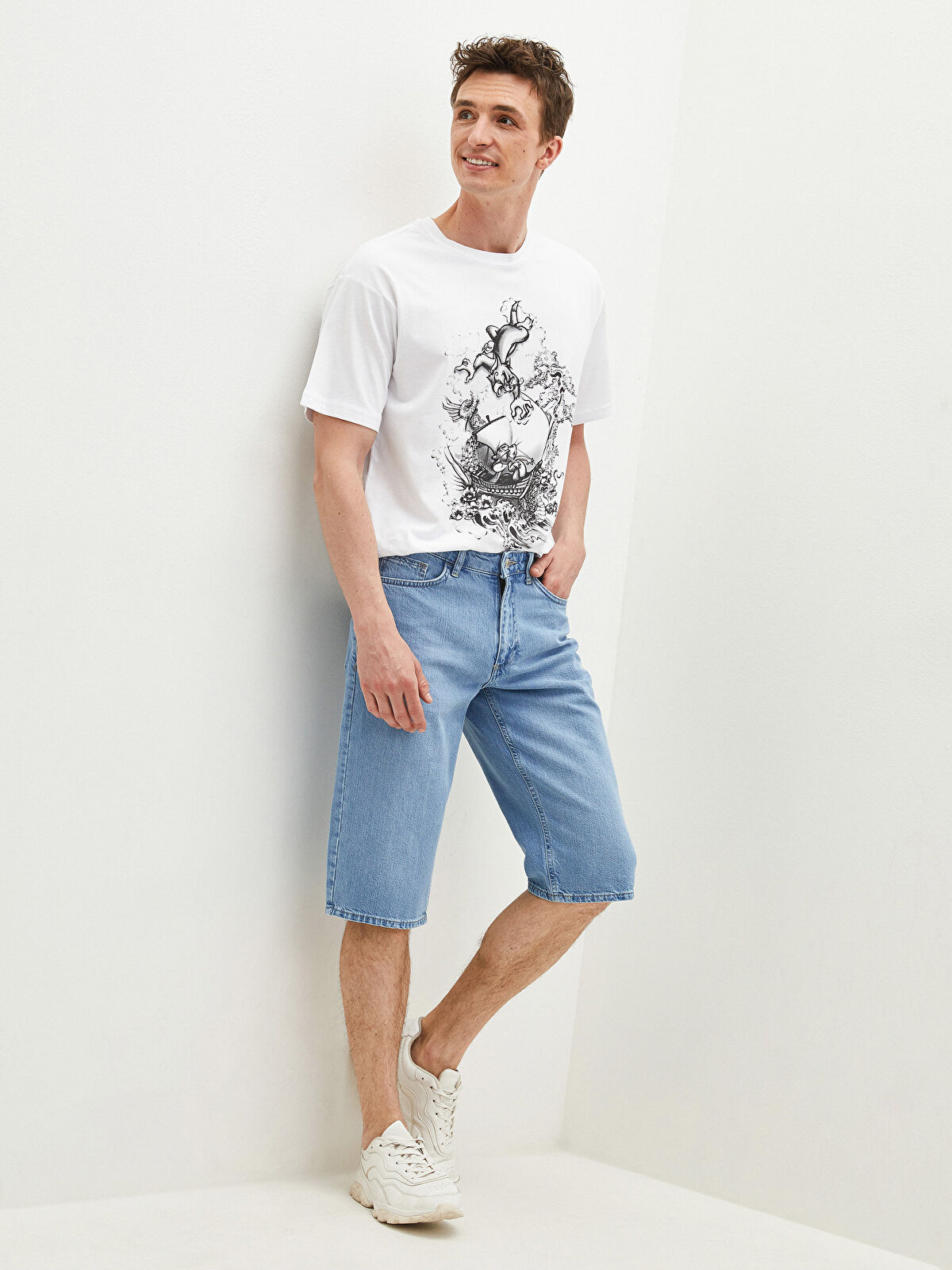 Standart Kalıp Bermuda Erkek Jean Şort