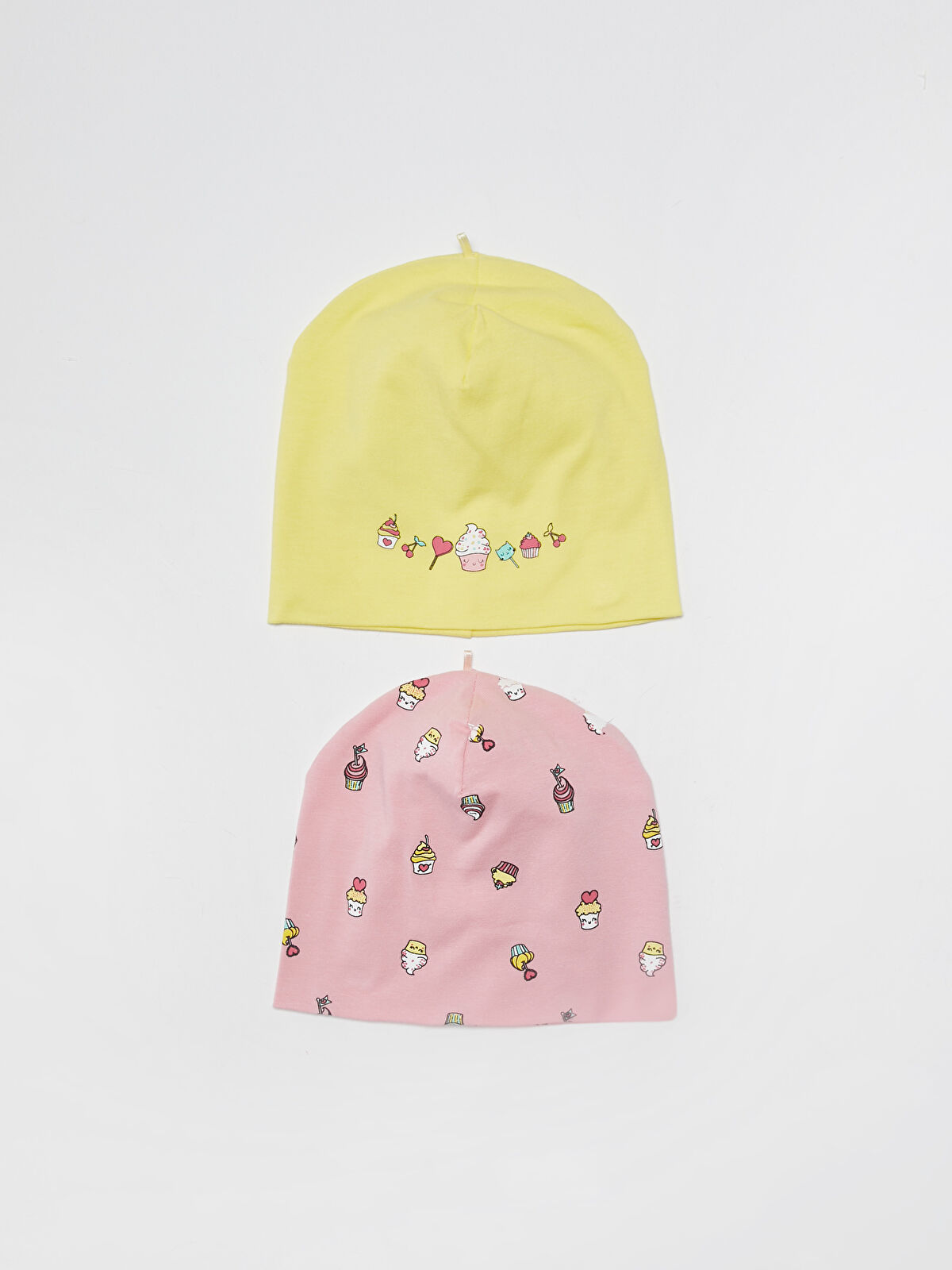 Baskılı Pamuklu Kız Bebek Bere 2'li