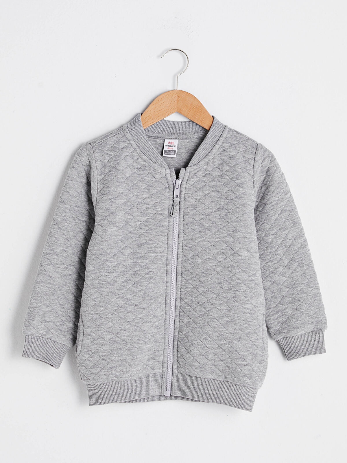 Bisiklet Yaka Uzun Kol Kapitone Baskılı Erkek Bebek Fermuarlı Sweatshirt