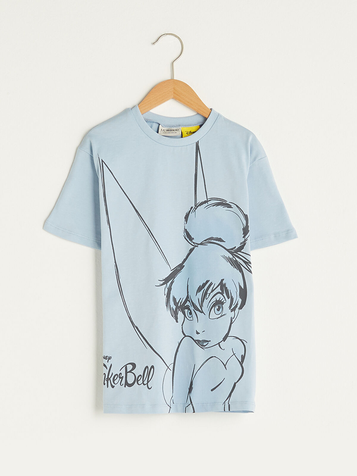 Bisiklet Yaka Tinker Bell Baskılı Kısa Kollu Pamuklu Kız Çocuk Tişört Bisiklet Yaka Tinker Bell Baskılı Kısa Kollu Pamuklu Kız Çocuk Tişört