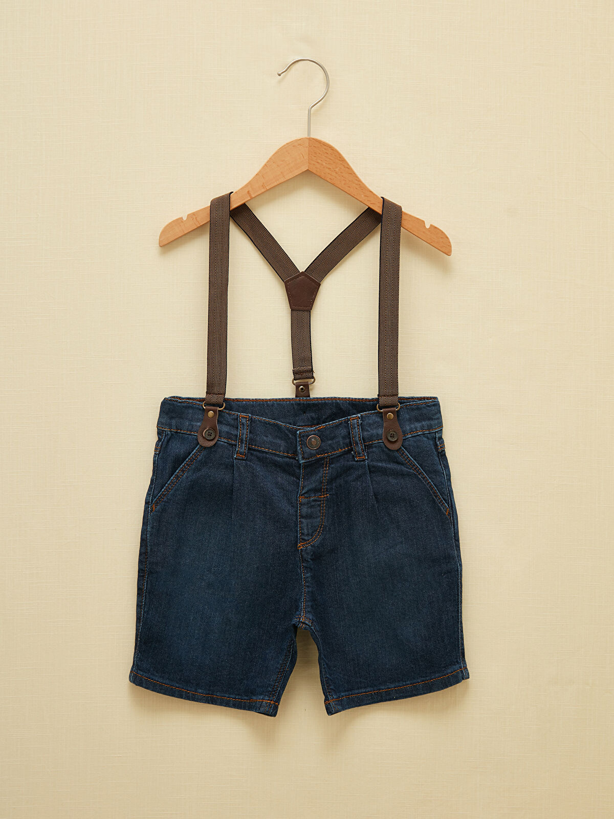 LCW GREEN Basic Pamuklu Erkek Bebek Jean Şort ve Pantolon Askılı 2'li Takım