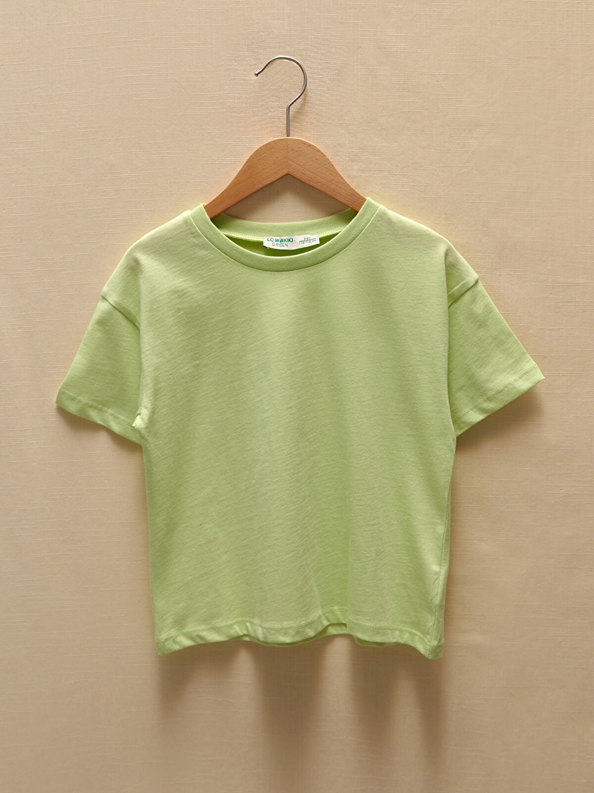 LCW GREEN Bisiklet Yaka Basic Kısa Kollu Organik Pamuklu Kız Çocuk Tişört