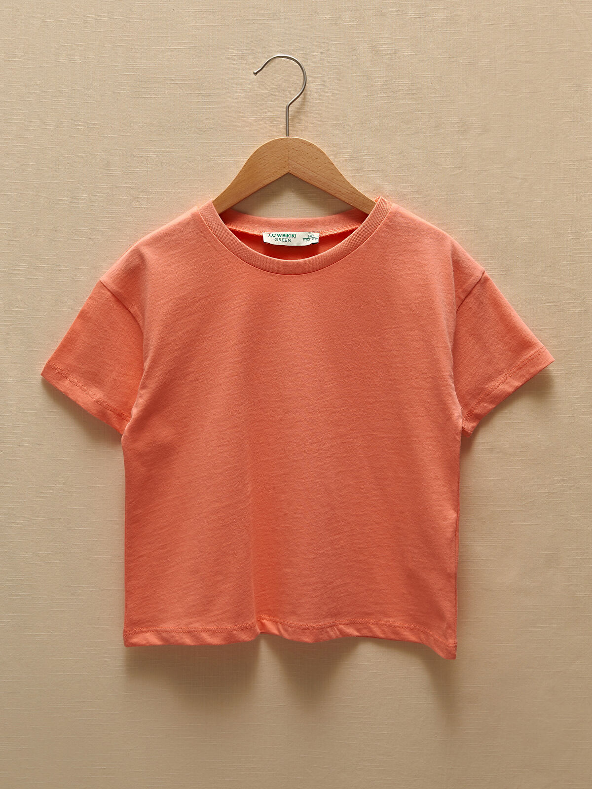 LCW GREEN Bisiklet Yaka Basic Kısa Kollu Organik Pamuklu Kız Çocuk Tişört