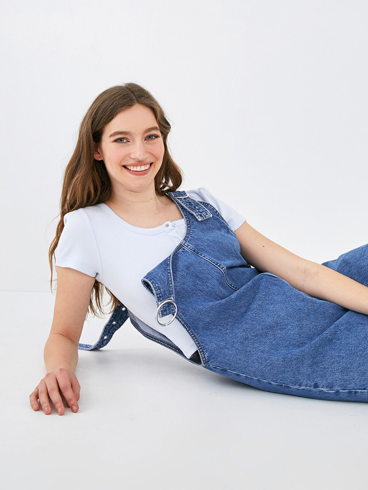 Askılı Düz Kadın Rodeo Jean Elbise