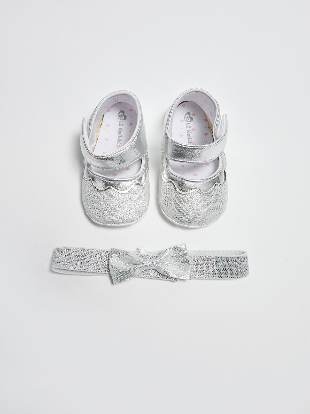 Sim Detaylı Kız Bebek Yürüme Öncesi Ayakkabı ve Saç Bandı