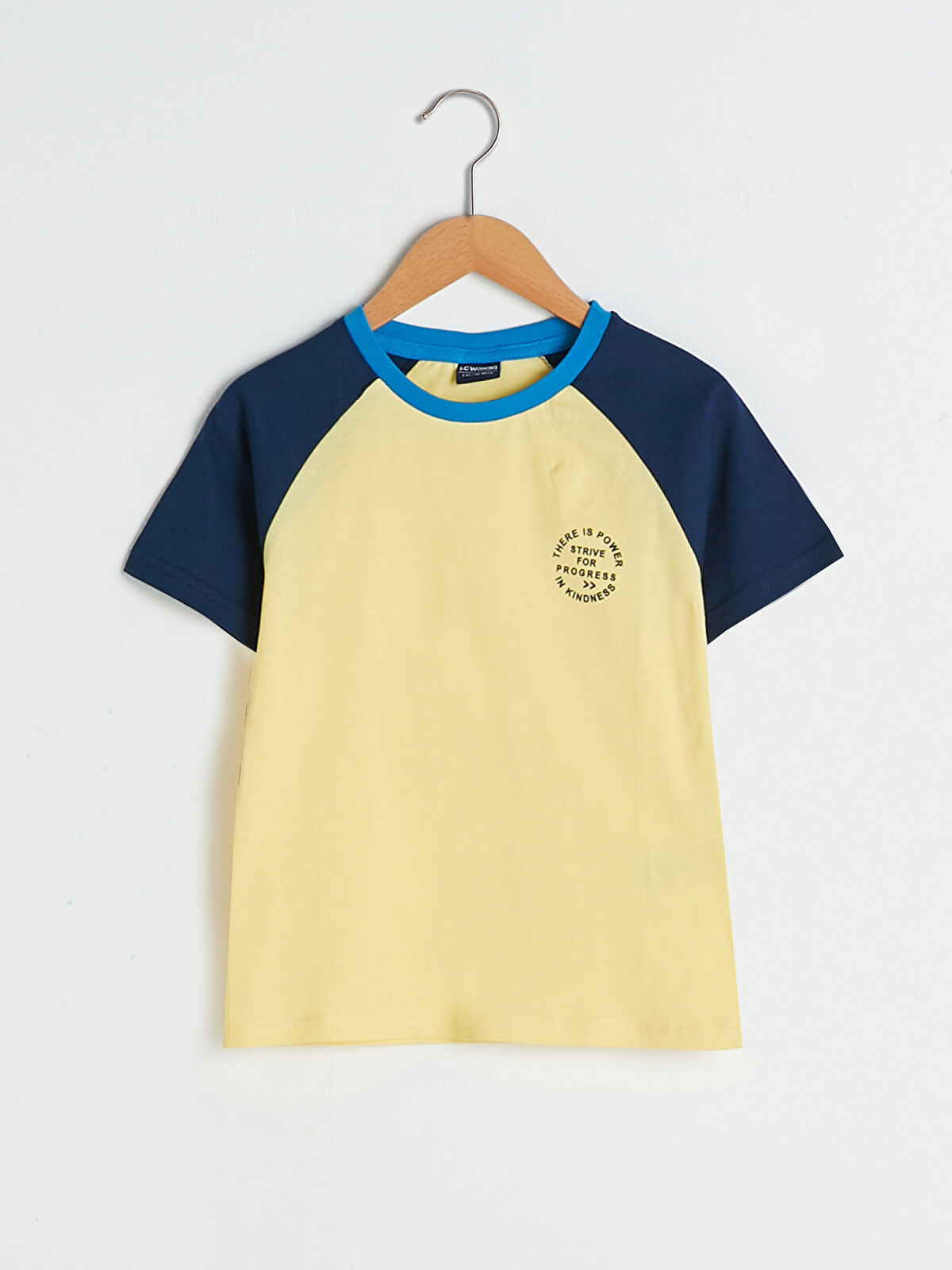 Bisiklet Yaka Baskılı Renk Bloklu Kısa Kollu Pamuklu Erkek Çocuk Tişört