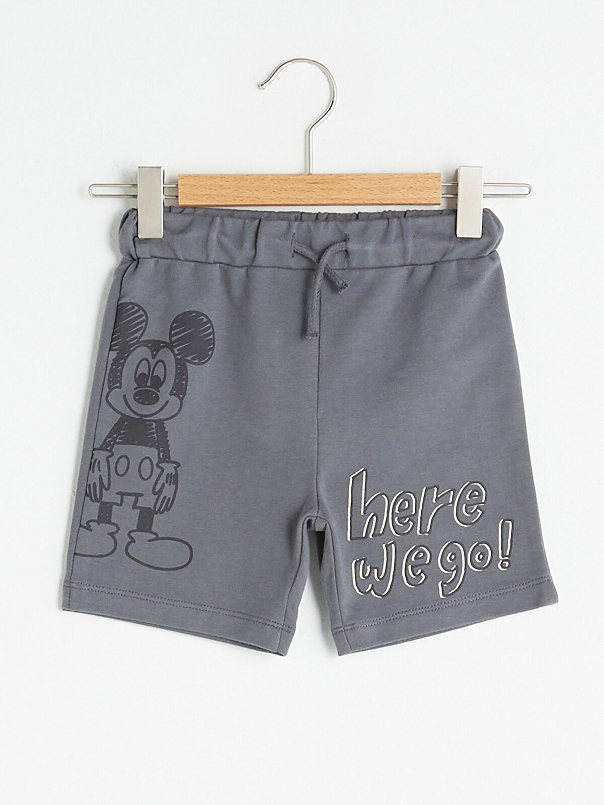 Beli Lastikli Mickey Mouse Baskılı Erkek Bebek Şort