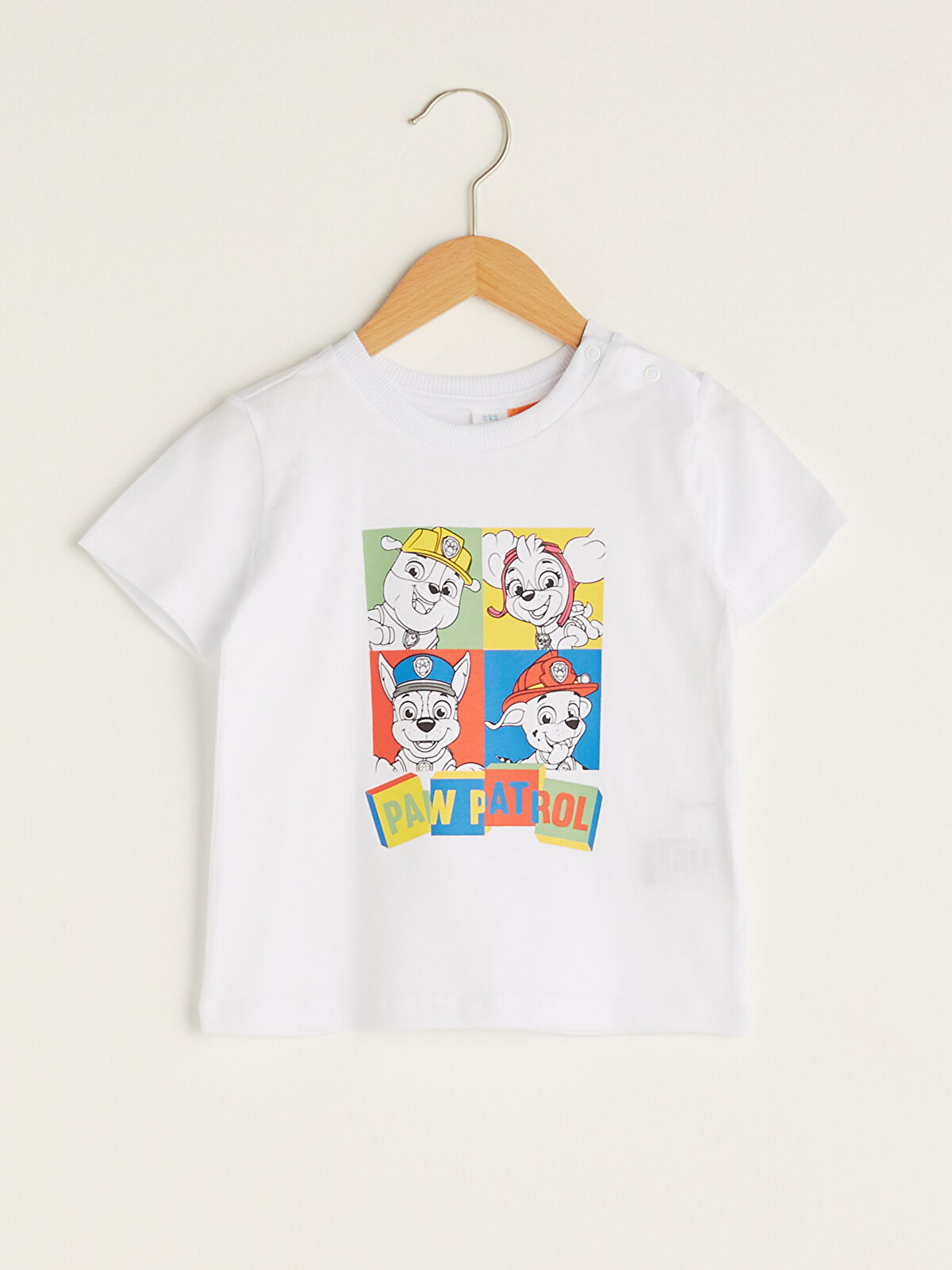 Bisiklet Yaka Kısa Kol Paw Petrol Baskılı Erkek Bebek Tişört