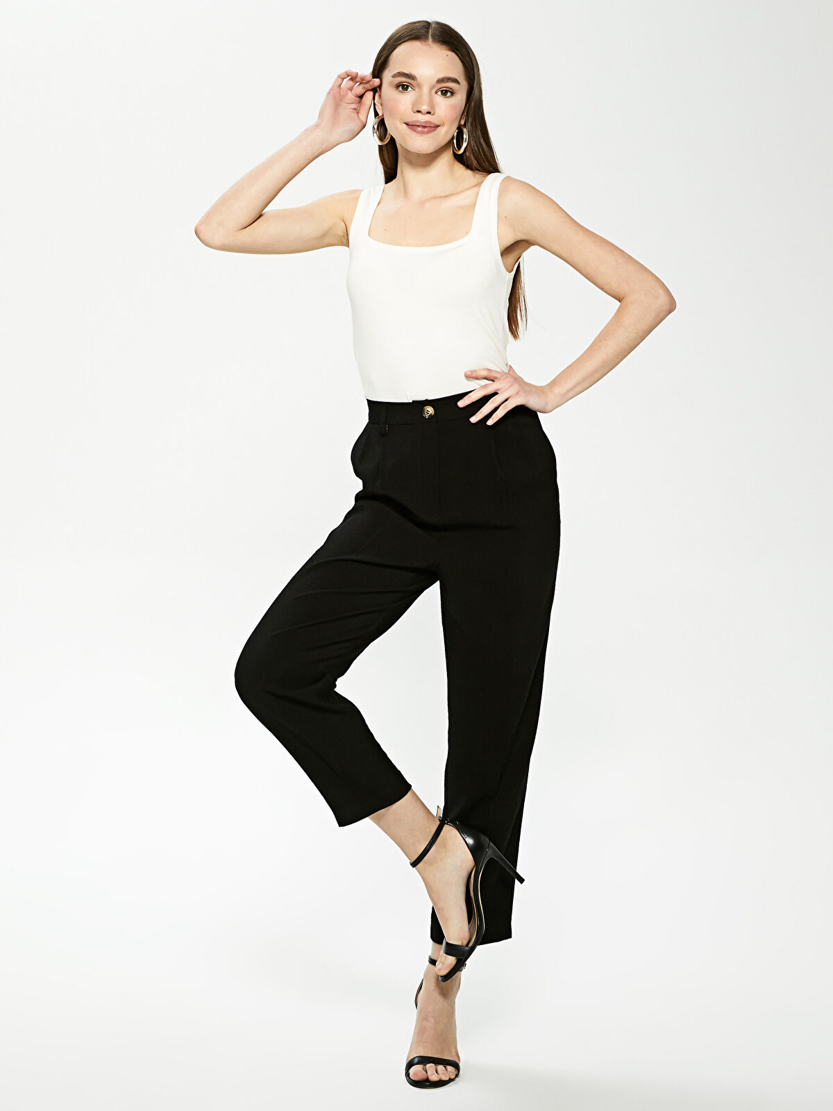 LCW VISION Yüksek Bel Regular Fit Bilek Boy Keten Kadın Pantolon