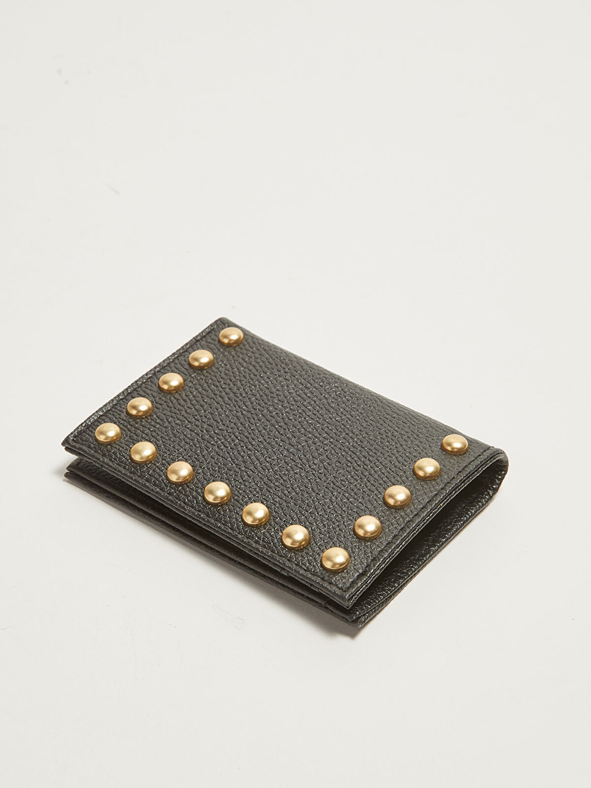 Deri Görünümlü Zımba Detaylı Kadın Cüzdan