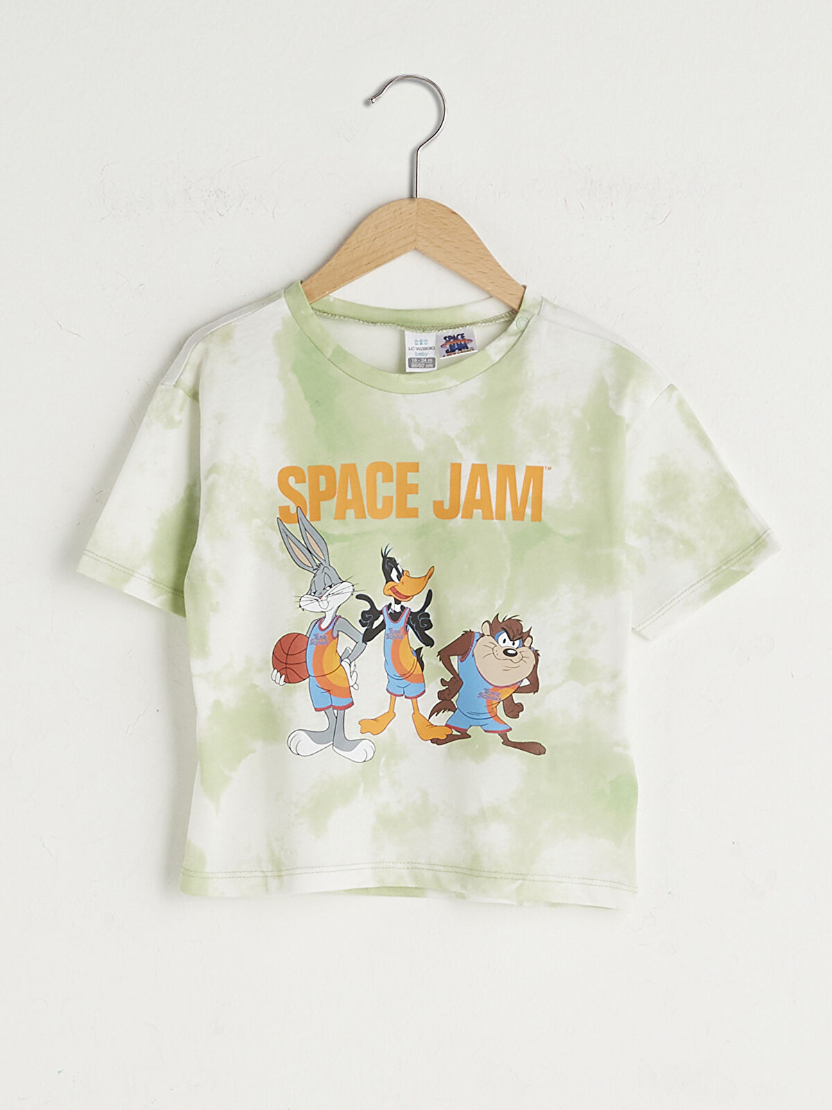 Bisiklet Yaka Kısa Kollu Space Jam Baskılı Erkek Bebek Tişört
