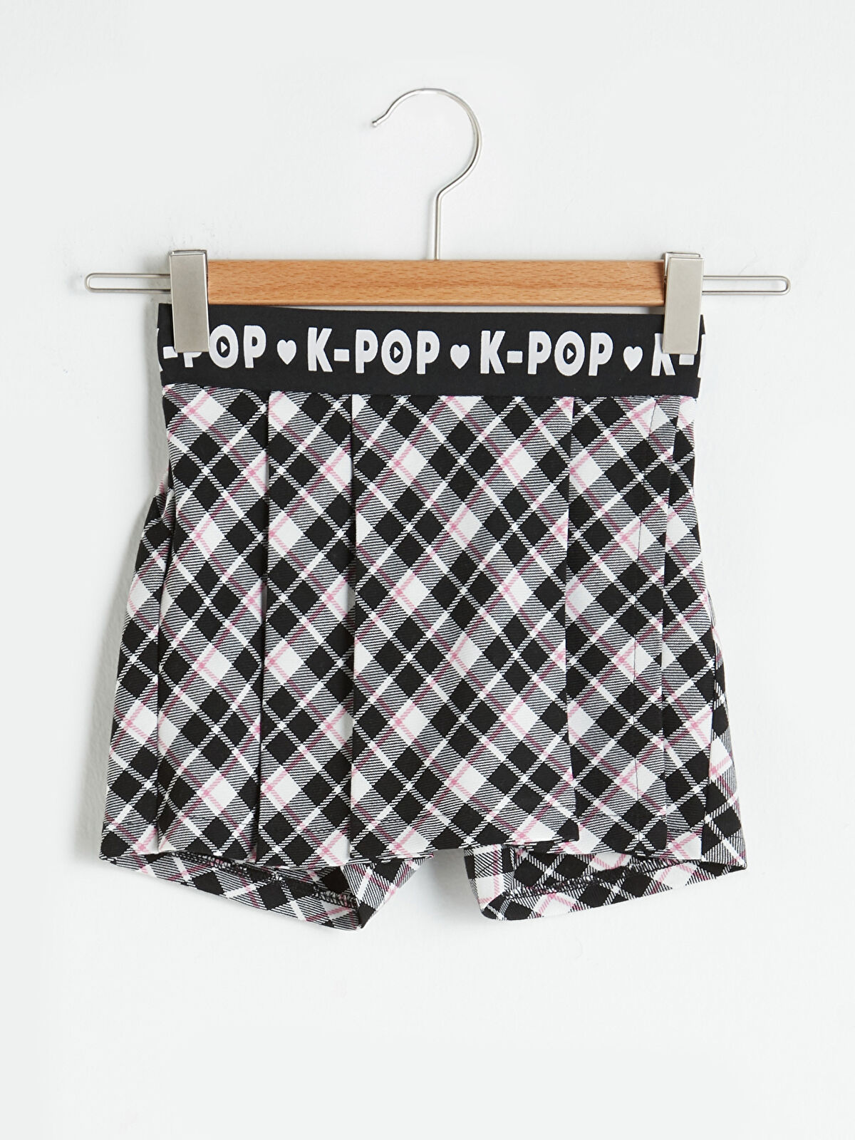 Beli Lastikli Ekose Kız Çocuk Şort Etek