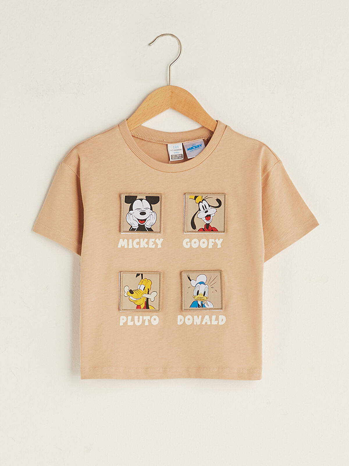 Bisiklet Yaka Kısa Kollu Disney Baskılı Pamuklu Erkek Bebek Tişört