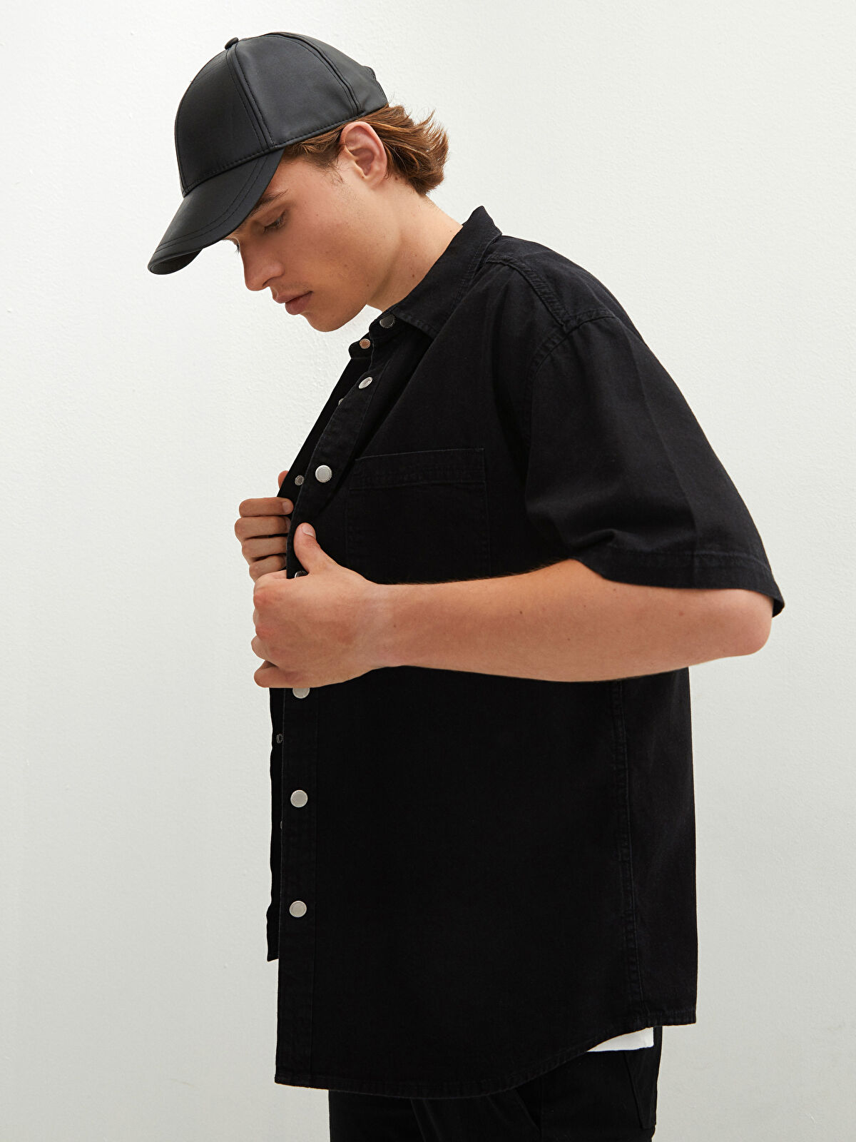 LCW CASUAL Oversize Kısa Kollu Erkek Jean Gömlek