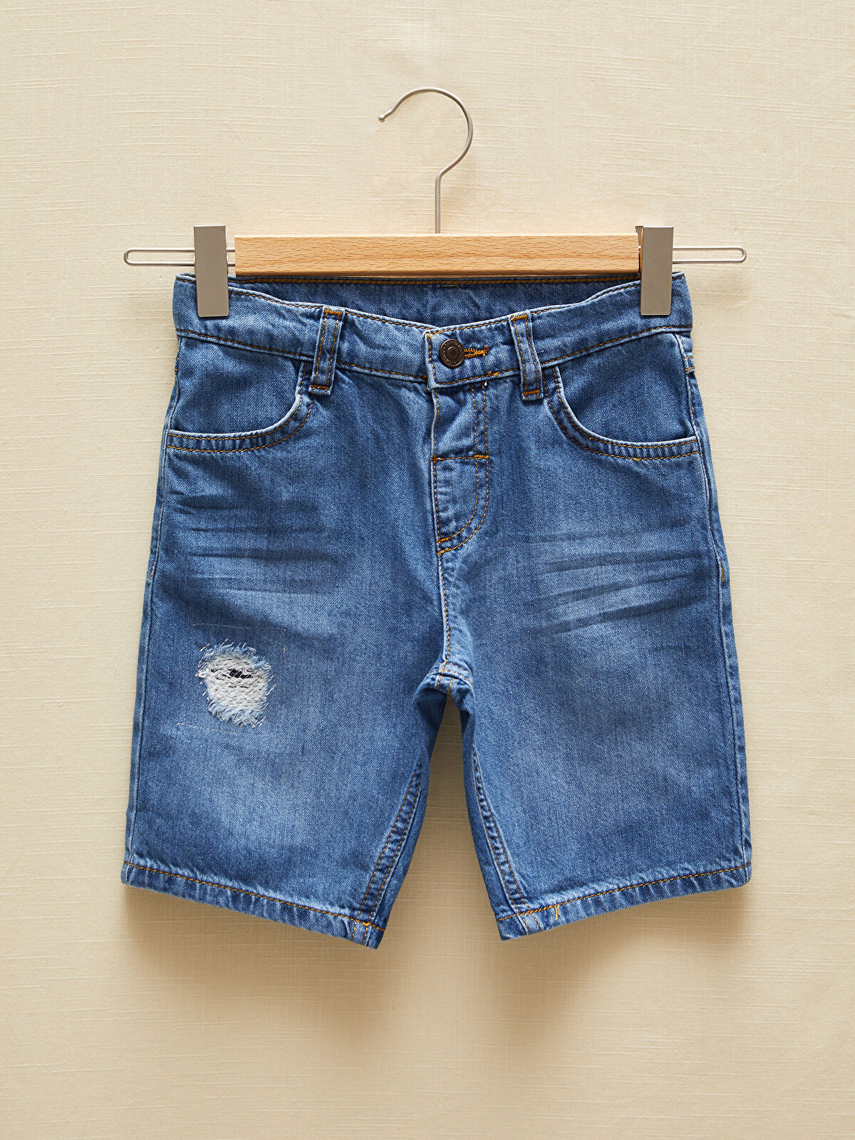 LCW GREEN Bagg Fit Beli Lastikli Basic Erkek Bebek Jean Şort