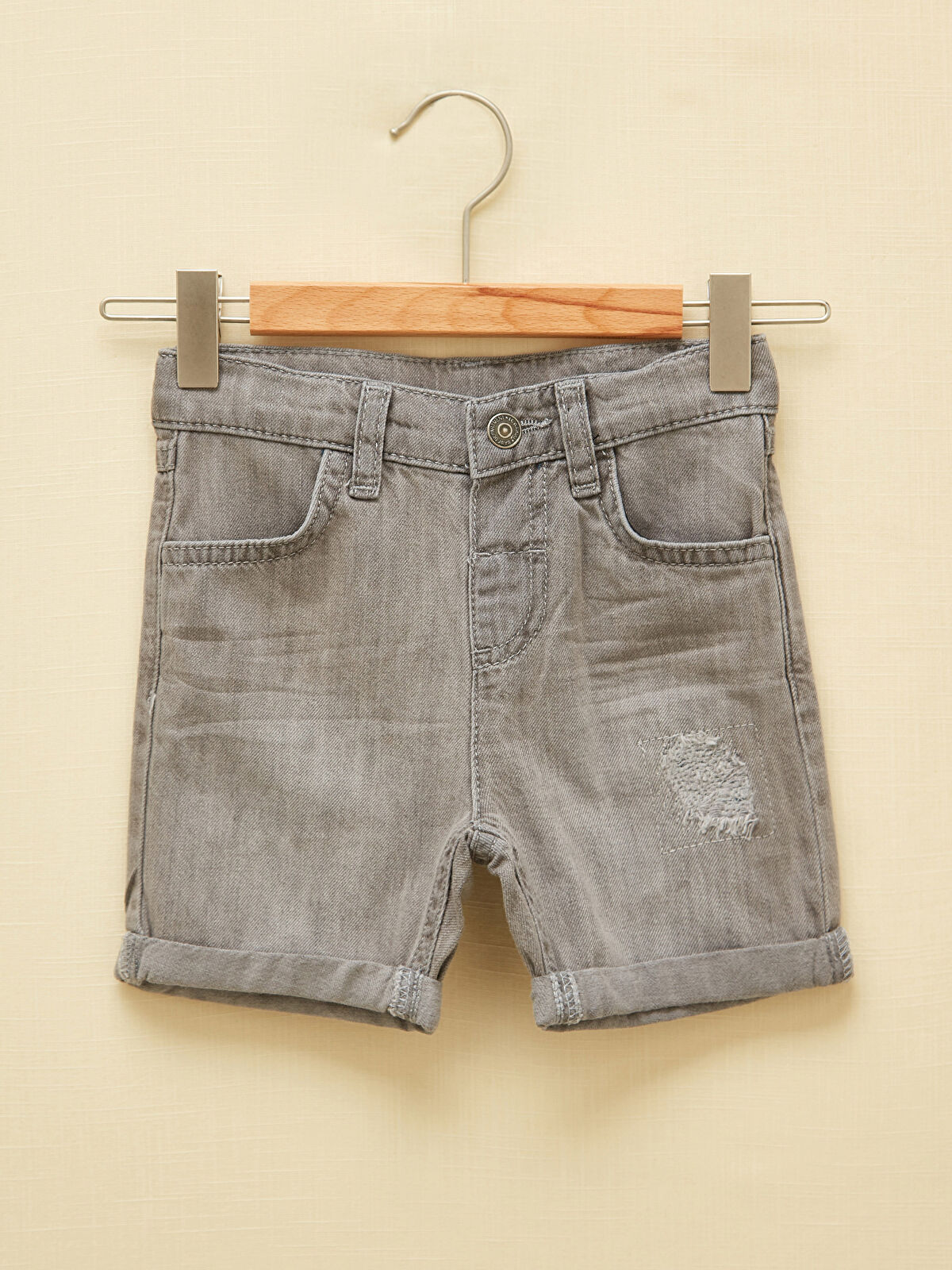 Beli Lastikli Basic Erkek Bebek Jean Şort