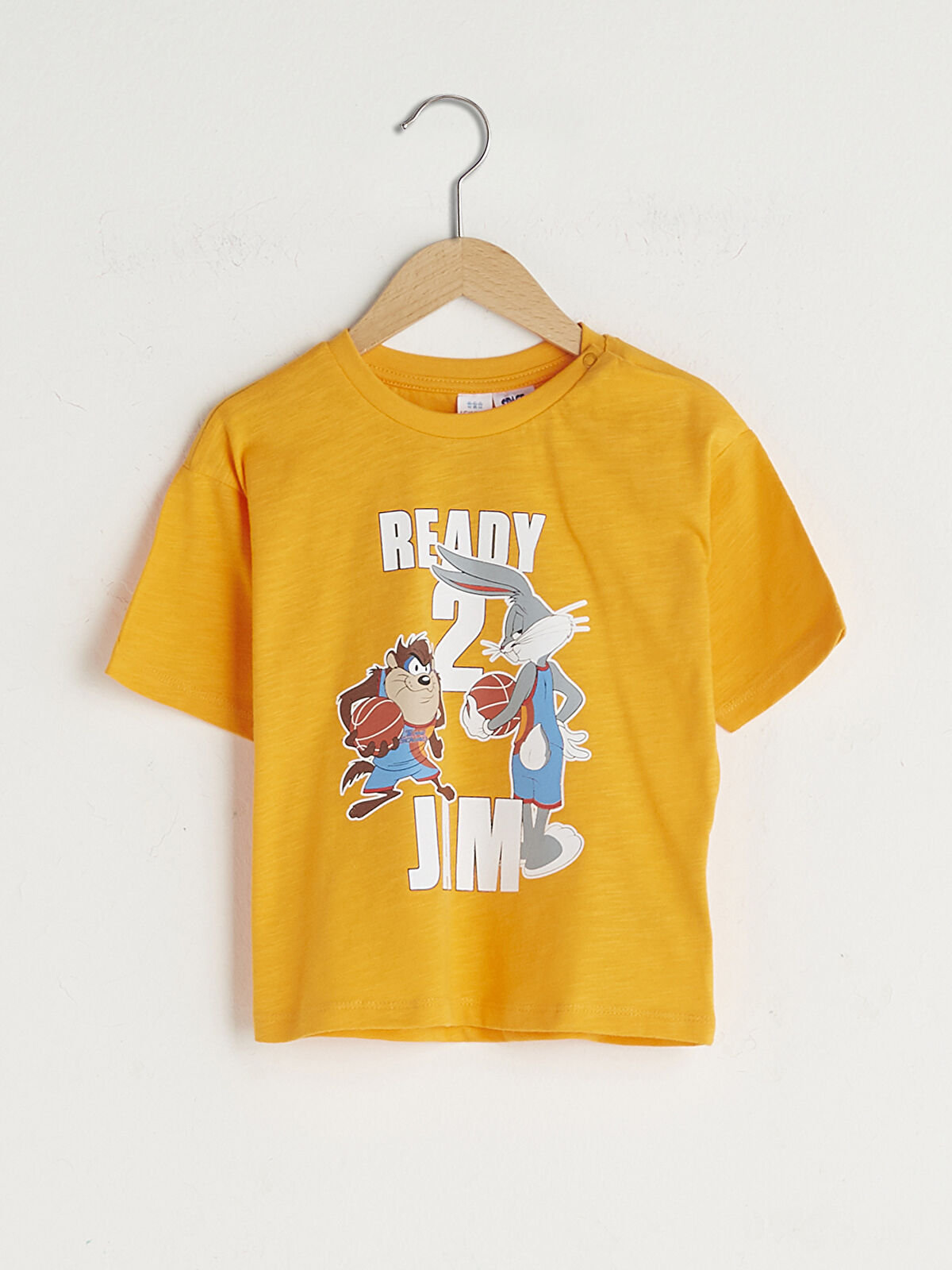 Bisiklet Yaka Kısa Kollu Space Jam Baskılı Erkek Bebek Tişört