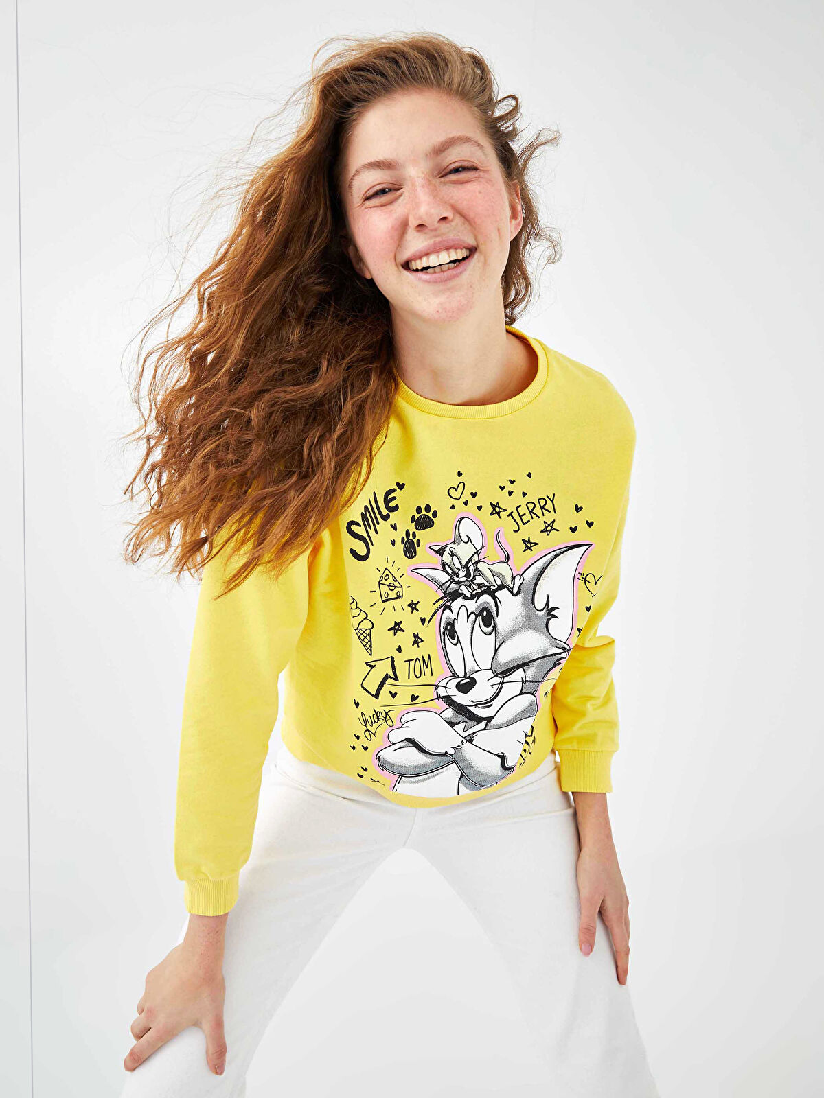 XSIDE Bisiklet Yaka Tom&Jerry Baskılı Kadın Sweatshirt