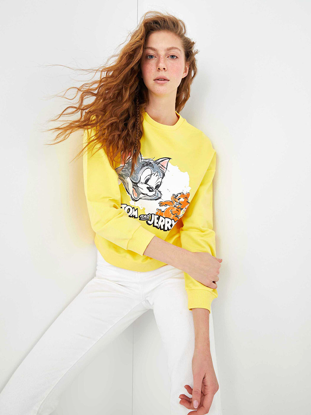 XSIDE Bisiklet Yaka Tom&Jerry Baskılı Kadın Sweatshirt