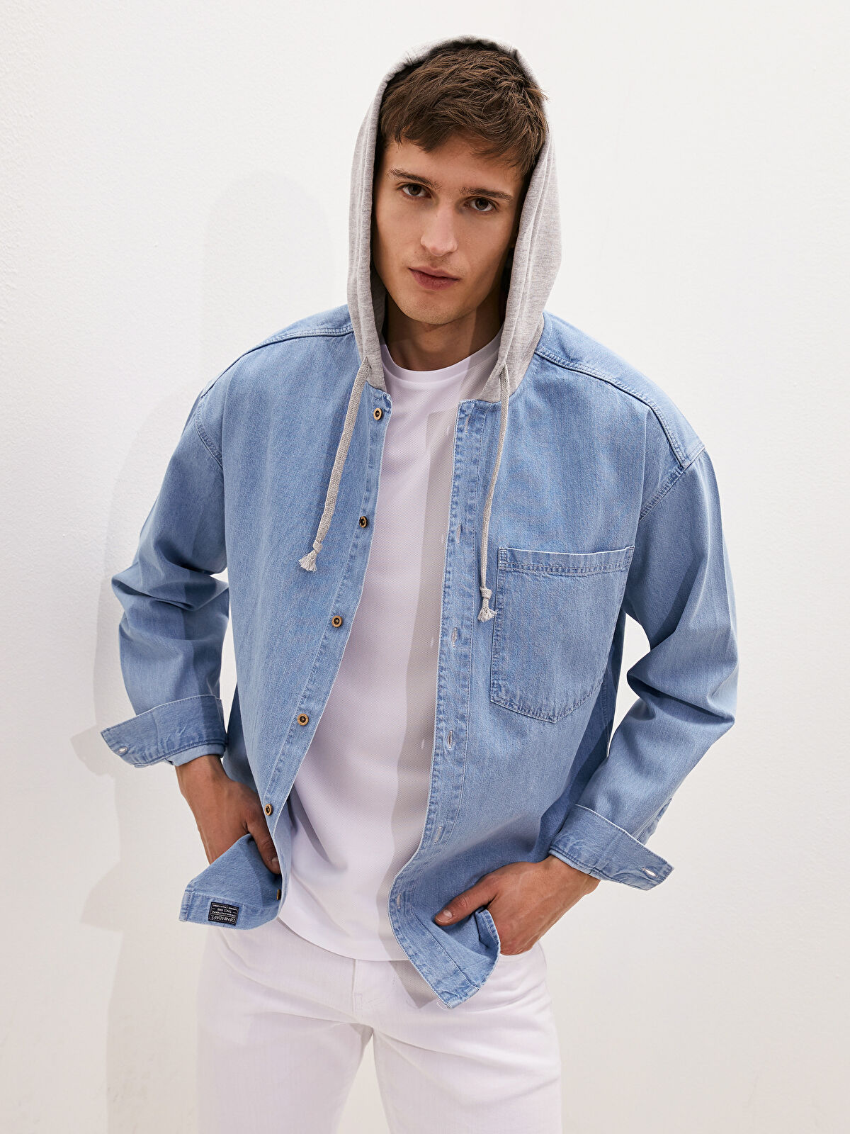Oversize Uzun Kollu Erkek Jean Gömlek