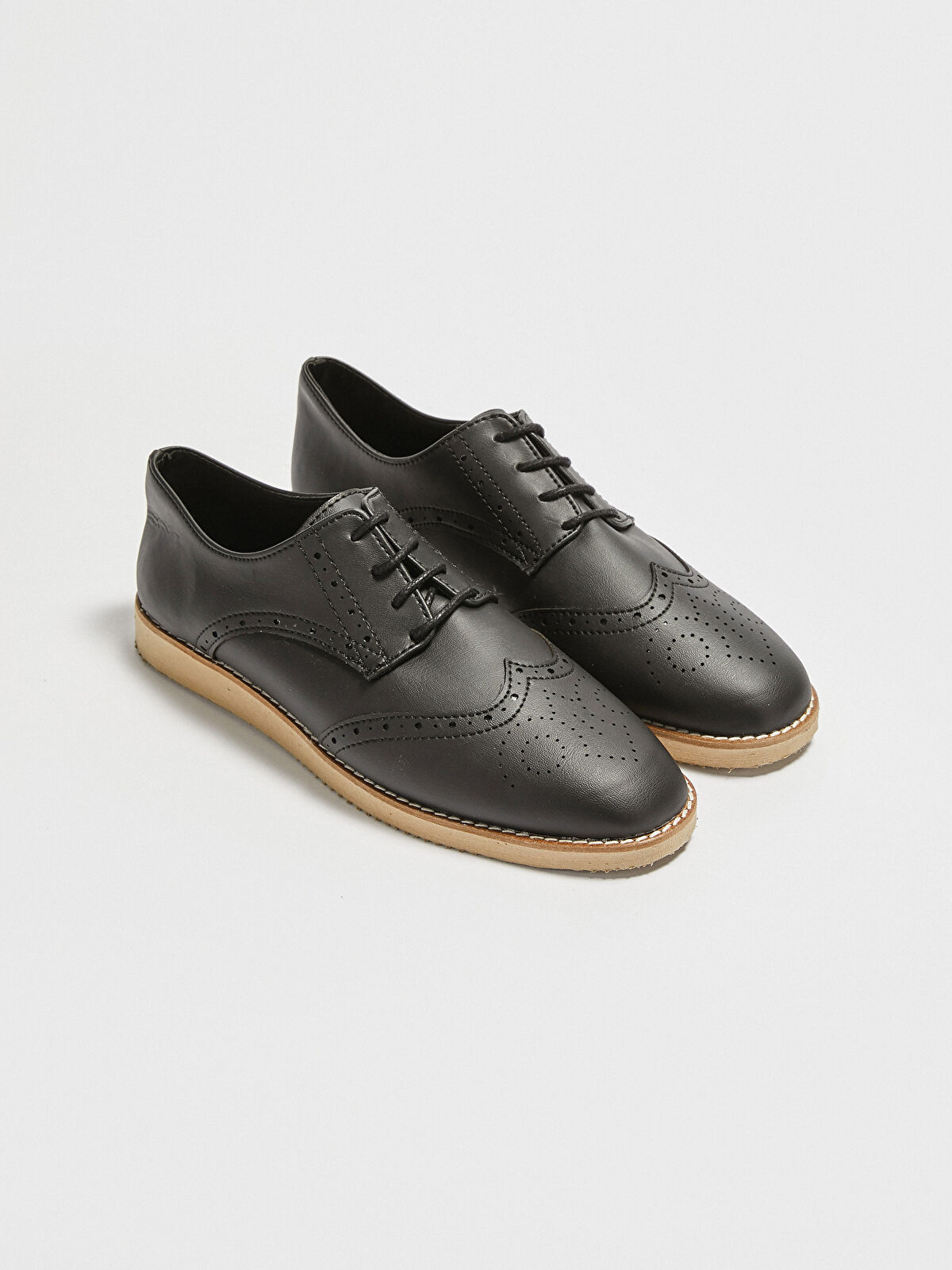 Deri Görünümlü Bağcıklı Kadın Klasik Ayakkabı