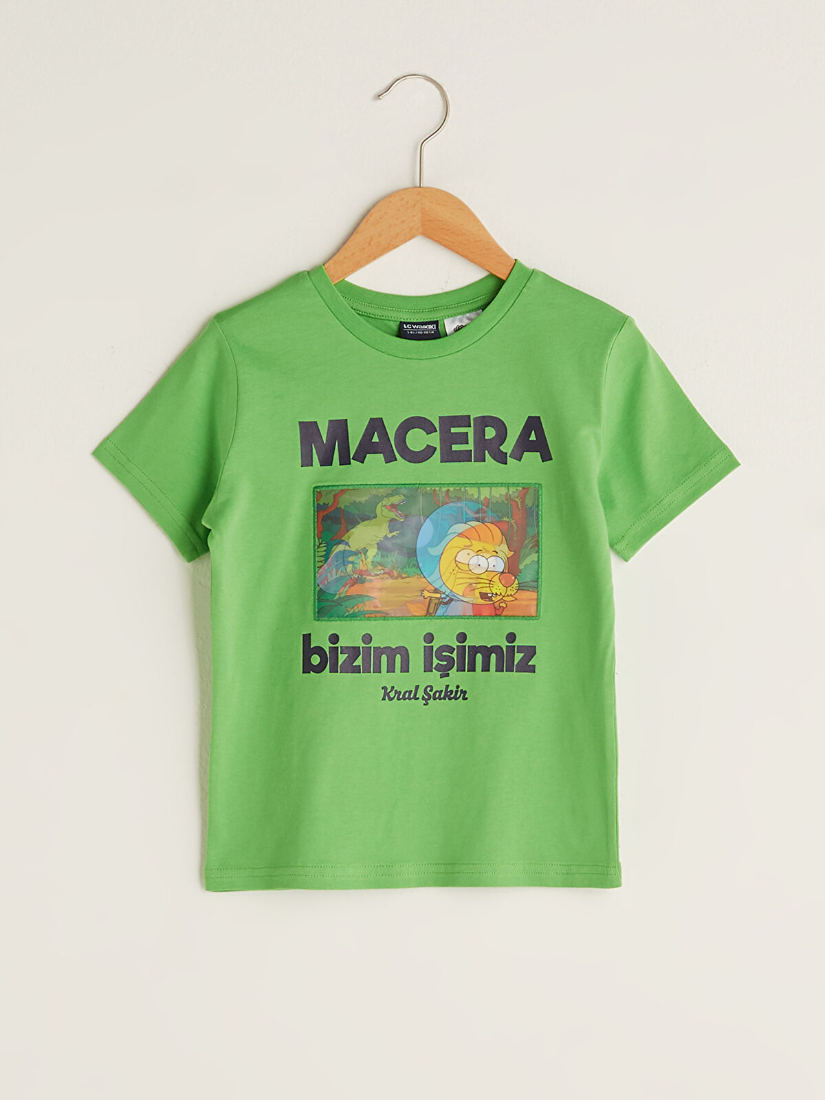 Bisiklet Yaka Kral Şakir Hologram Baskılı Kısa Kollu Erkek Çocuk Tişört