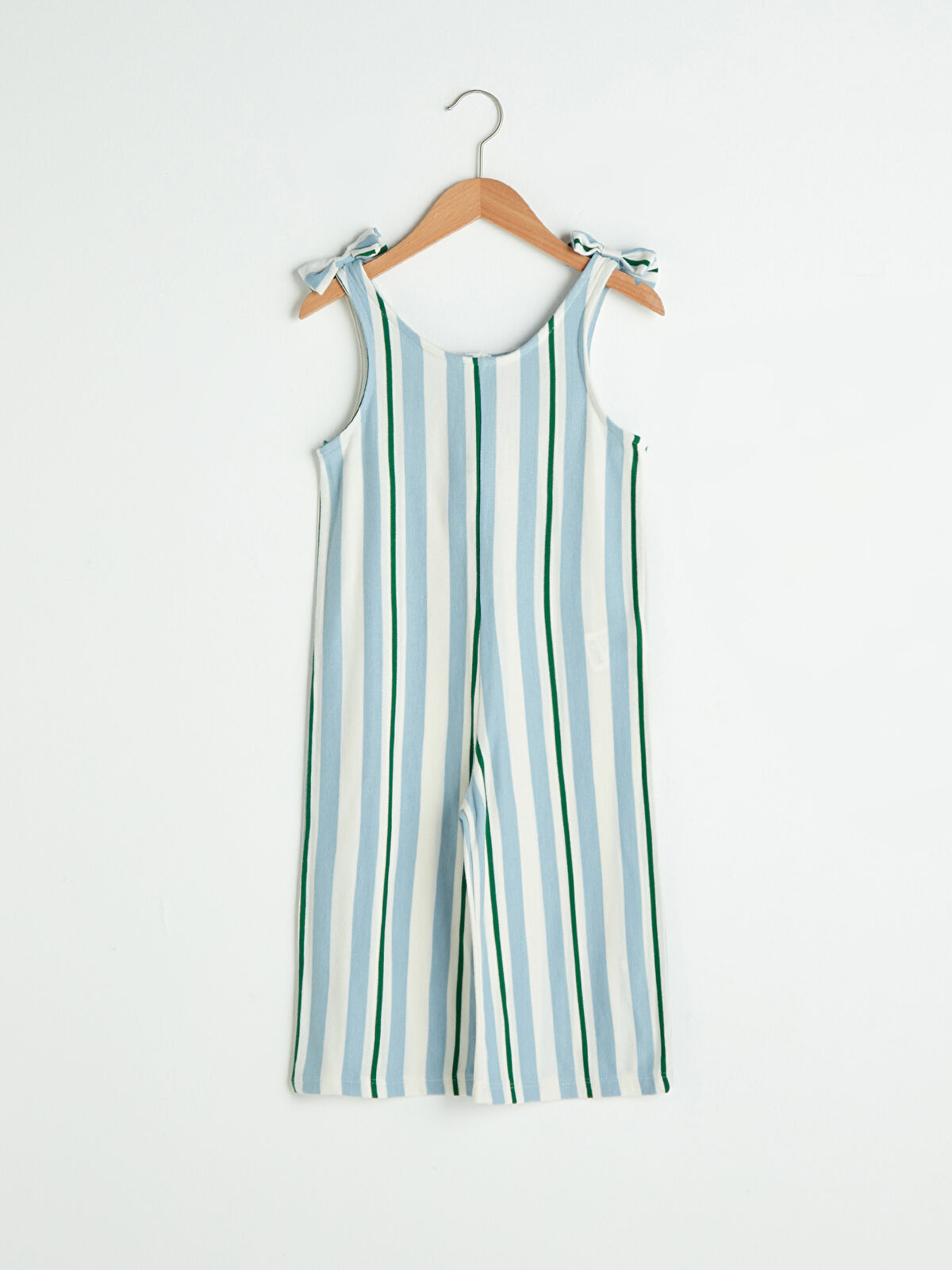 Çizgili Fiyonk Detaylı Kız Çocuk Tulum