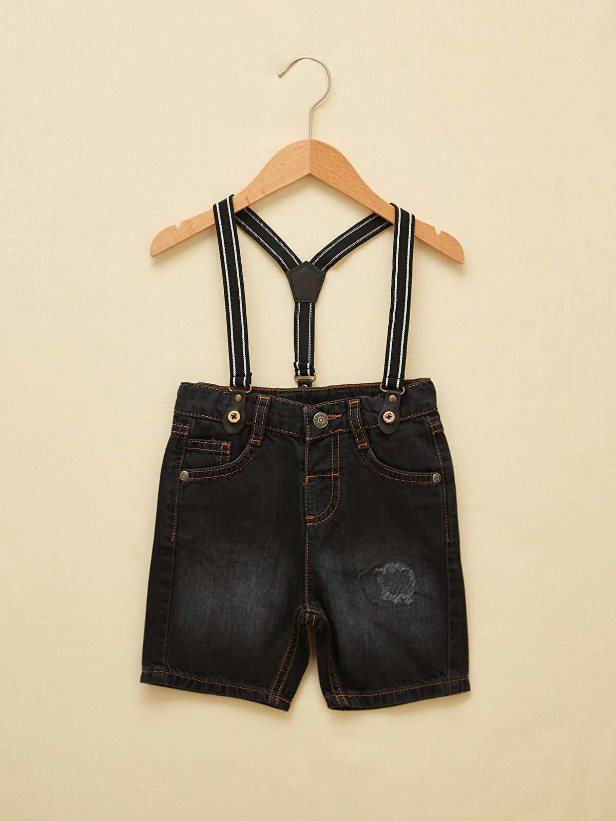 LCW GREEN Beli Lastikli Basic Erkek Bebek Jean Şort ve Pantolon Askısı 2'li Takım LCW GREEN Beli Lastikli Basic Erkek Bebek Jean Şort ve Pantolon Askısı 2'li Takım