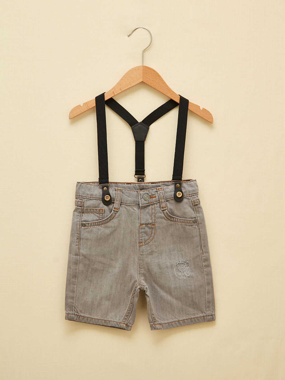 LCW GREEN Beli Lastikli Basic Erkek Bebek Jean Şort ve Pantolon Askısı 2'li Takım LCW GREEN Beli Lastikli Basic Erkek Bebek Jean Şort ve Pantolon Askısı 2'li Takım